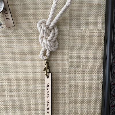 Nautical Knot Cotton Rope Keychain in Natural White, Antique Bronze ...