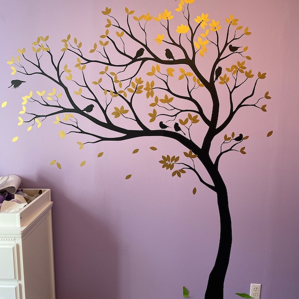 Wall Decal Large Tree Decals Huge Tree Decal Nursery With Birds White ...