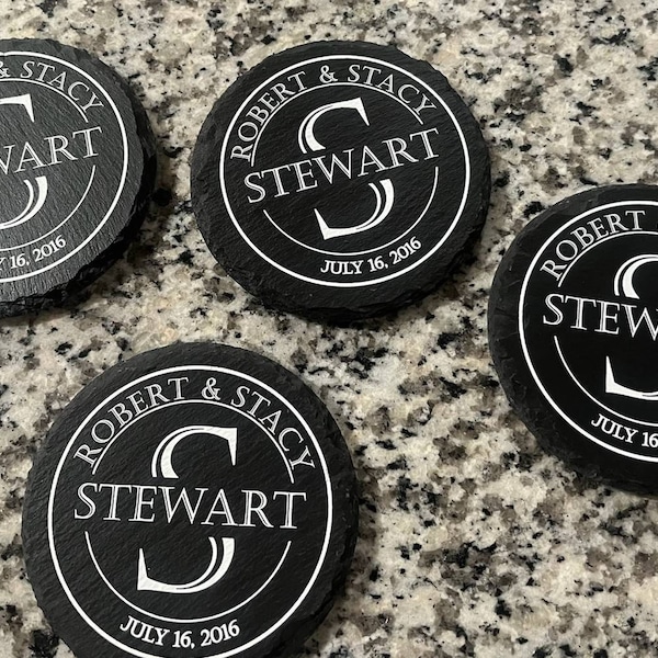 Personalized Stone Coasters, Wedding Gifts, Custom Slate Coasters ...
