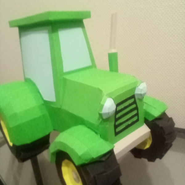 Farm Tractor/ Diy Craft/ Template PDF STUDIO SVG/ Low Poly/ Papercraft ...