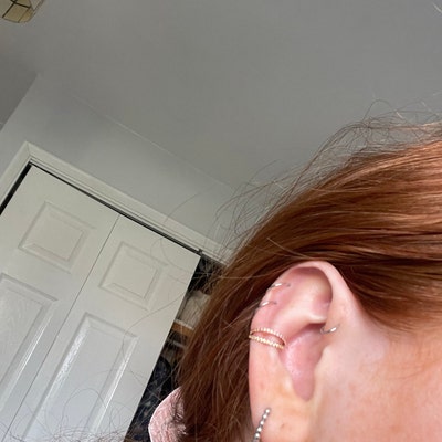 GOLD Flower With Cubic Zirconia Solitaire Bar, Tragus ,helix, Lobes ...