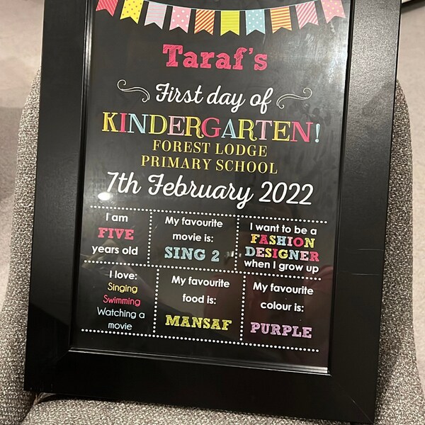 First Day of Kindergarten Sign, First Day of School Sign, Girls ...