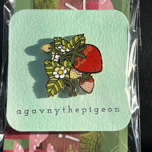 Strawberry Enamel Pin - Etsy