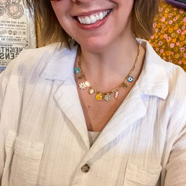 Charm Necklace, Gold Charm Necklace, Custom Charm Necklace ...