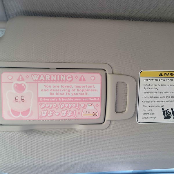 Cute Affirmation Car Warning Sticker | Car Decal, Airbag Label, Pink ...