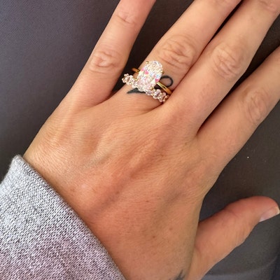 Oval Diamond Ring, Stacking Ring, Diamond Band, Wedding Band ...