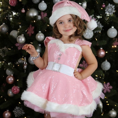 Preorder Pink Sparkle Santa Romper Sequin Skirt Tutu Dress and Sequins ...