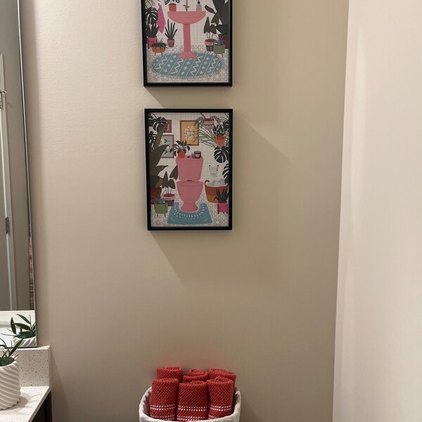 Botanical Sink Bathroom Tile House Plants Art Print | Unframed A6 A5 A4 ...