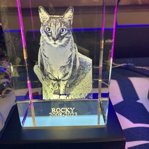 3D Crystal Glass Trophy Laser LED Wooden Small Light Stand - Etsy