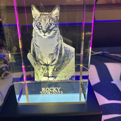 3D Crystal Glass Trophy Laser LED Wooden Small Light Stand Base Display ...