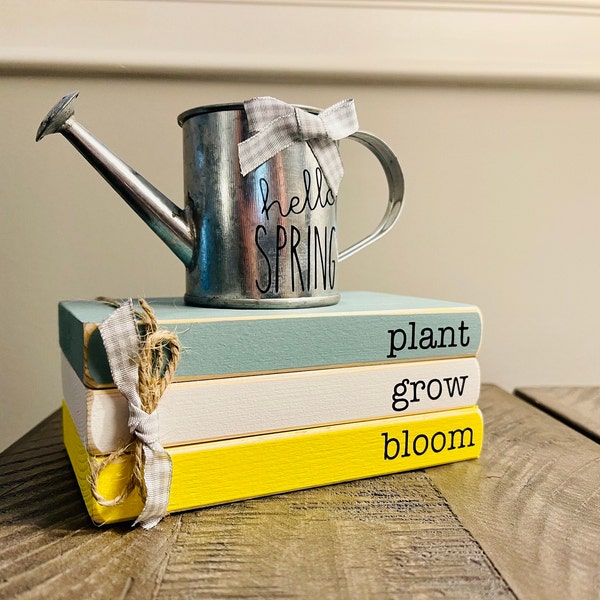 Wooden Books, Spring Decor, Mini Book Stack, Easter Decor, Farmhouse ...