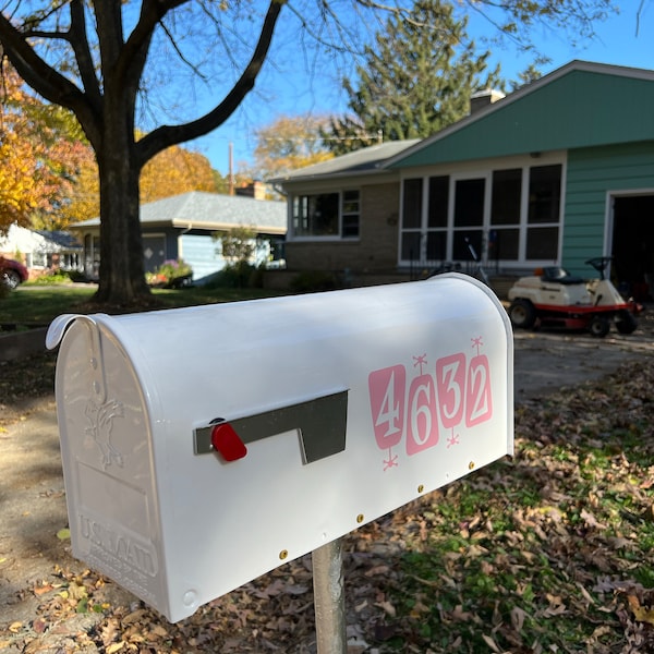 Satellite Retro Atomic VINYL DECAL Mailbox Address Numbers Retro Mid ...