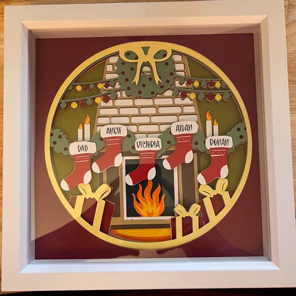 Customizable 3D Family Tree Shadow Box Svg, Custom Names Shadow Box ...