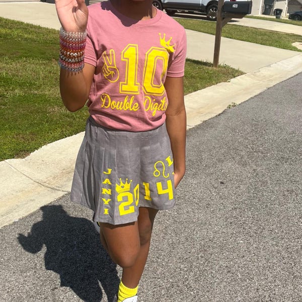 Girls 10th Birthday Outfit: Glitter Pleated Skirt Set - Etsy