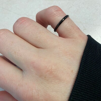 Black Ring, Thin Black Ring, Stackable Ring, Black Jewelry, Gothic Ring ...