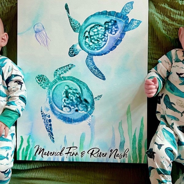 Custom Embryo Sea Turtle Wall Art Ocean Nursery Decor - Under the Sea ...