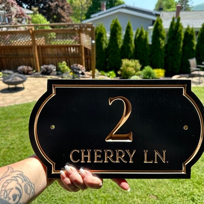 10 Round House Number Engraved Plaque, Housewarming Gift, Address ...