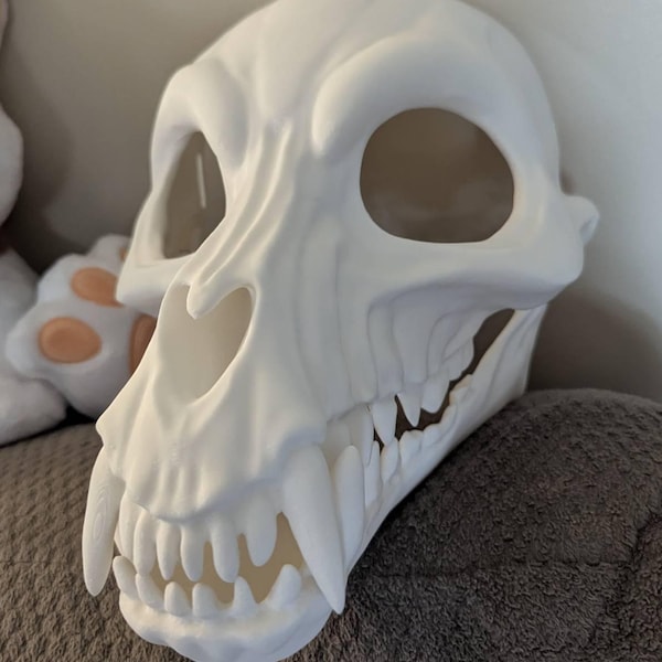 Toony Wolf Skull Mask - Movable Moving Hinge Jaw- 3D Printed Skulldog ...