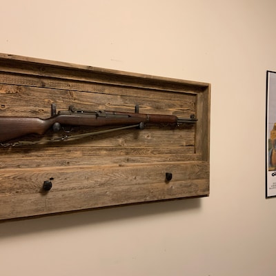 Rustic Gun Rack, Coat Rack, Hat Rack, Reclaimed Wood, Railroad Spikes ...