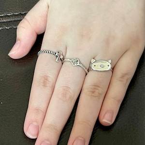 Sterling Silver Pig Ring Silver Pig Head Ring - Etsy