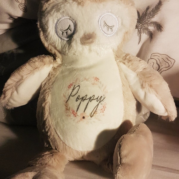 Personalised Owl Teddy, New Baby Gift, Customised Plush Soft Toy, Your ...