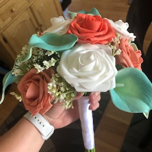 Deep Red Blush Pink & White Artificial Bridal Bouquet Real - Etsy