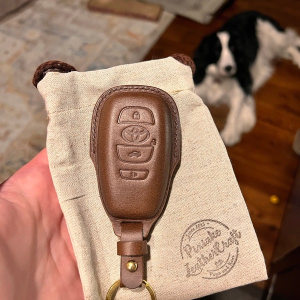 Handmade Leather TOYOTA Car Key Case.leather Car Key Fob Cover,remote ...