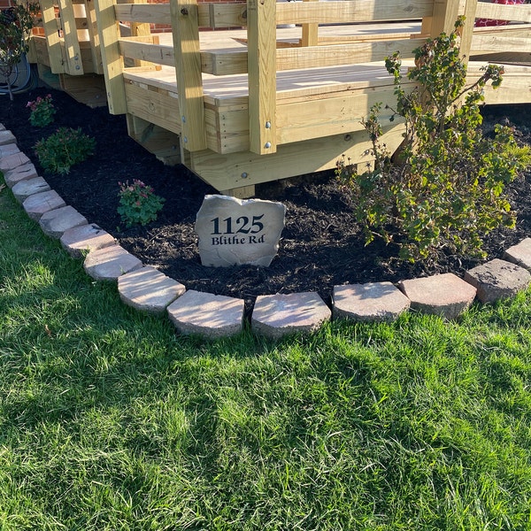Street Address Stone Elegant - Engraved Rock - Personalized Garden ...
