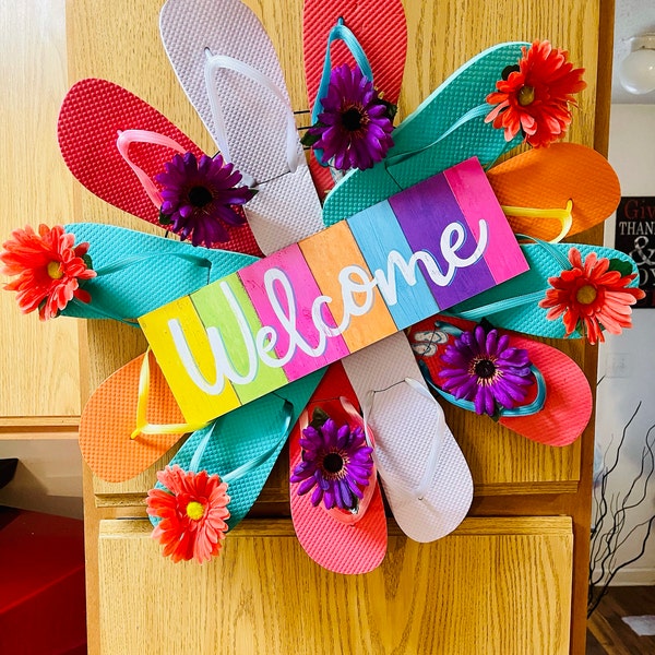 Rainbow Welcome Sign, Spring Welcome Sign, Summer Welcome Sign ...