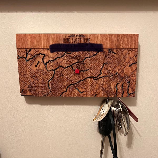 Personalised Map Location Key Holder for Wall, Custom Magnetic Key ...