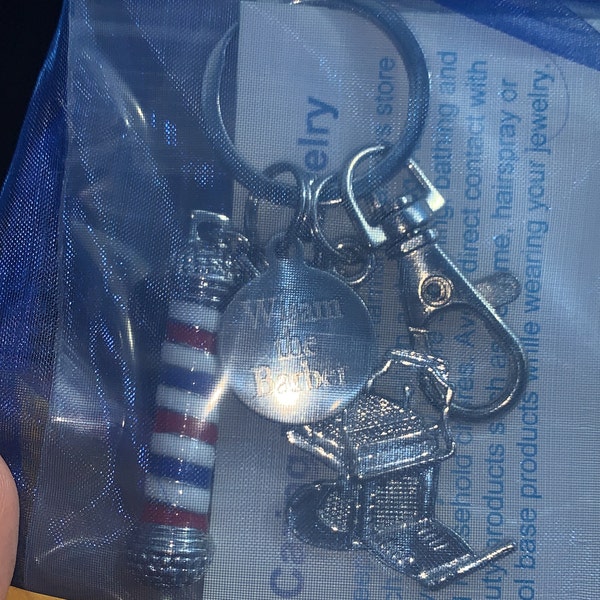 Barber Shop Pole Key Chain With Barber Chair- Personalized-barber ...
