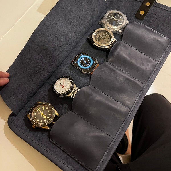 Watch Roll Leather, Personalized Watch Roll With Embossed Monogram ...