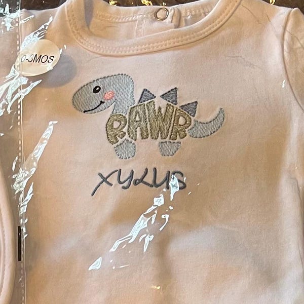 BUNDLE Girl and Boy RAWR Dinosaur Sketch Machine Embroidery Design File ...