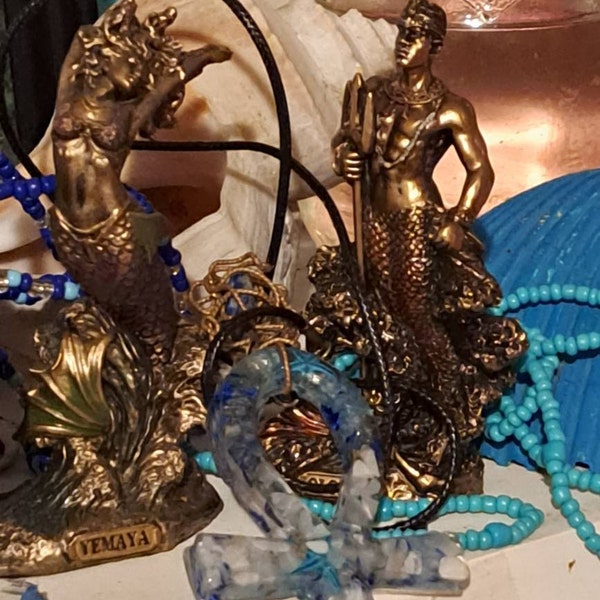 Vintage Olokun Mini Statue - Small Orisha of Water, Health, and Wealth ...