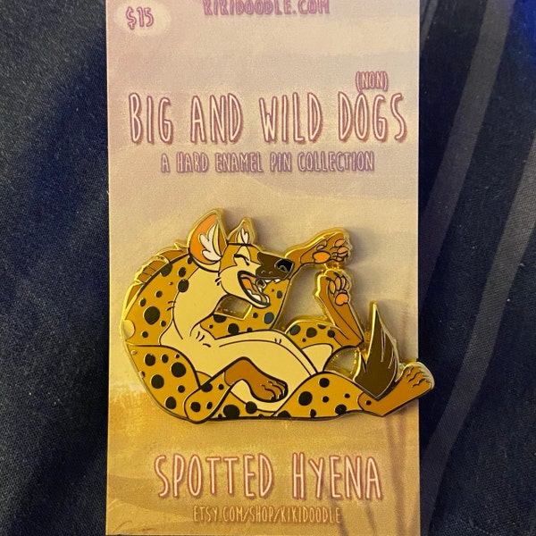 Big and Wild (non) Dogs: Spotted Hyena Gold Hard Enamel Pin 1.75" - Etsy
