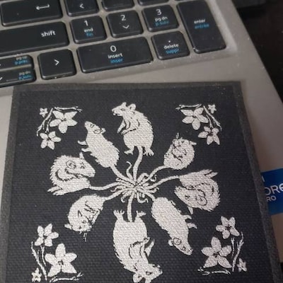 Rat King Silver Screen Print Fabric Patch 8x8cm Goth, Rat Lover Gift ...