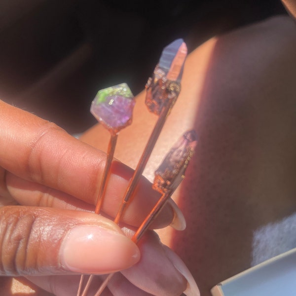 Dainty Raw Amethyst Crystal Hair Stick | Boho Wedding | Boho Amethyst ...
