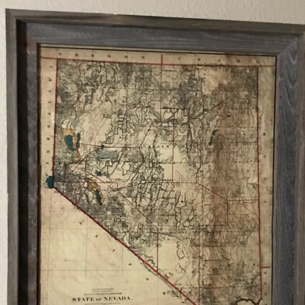 Giant Vintage Map of Nevada Aged Style 1894 Old Nevada Home Decor Wall ...