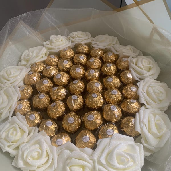 Glitter Rose Chocolate Bouquet Flowers Ferrero Rocher Lindt Birthday ...