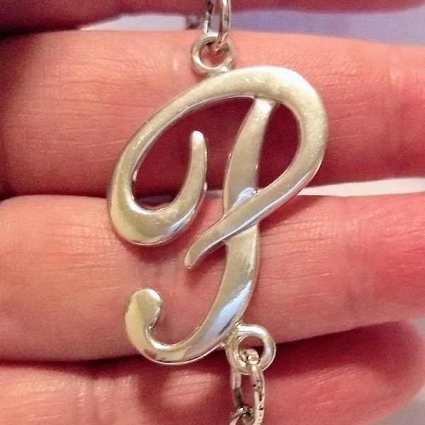 Sterling Silver Script Initial Letter Alphabet Handmade Charm Pendant ...