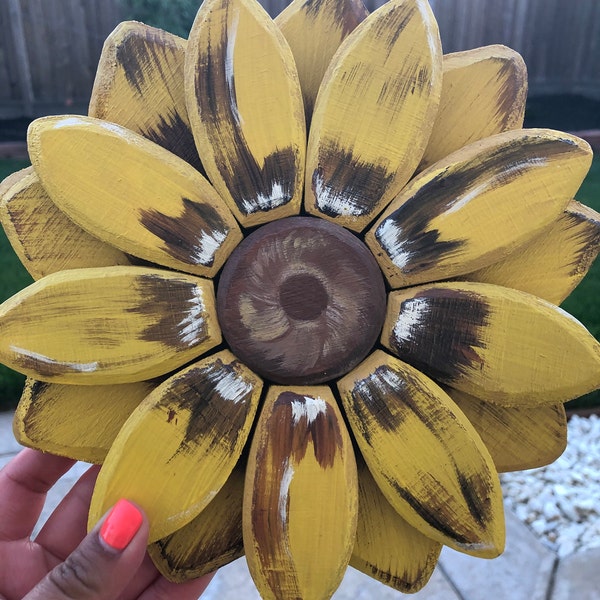 Wood Sunflower-farmhouse Wood Flower-modern Country Flower-primitive ...