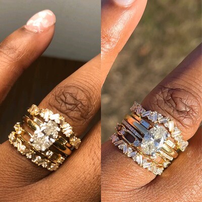 Stackable Ring / 14k Gold Pave Diamond Open Cuff Claw Diamond Ring ...