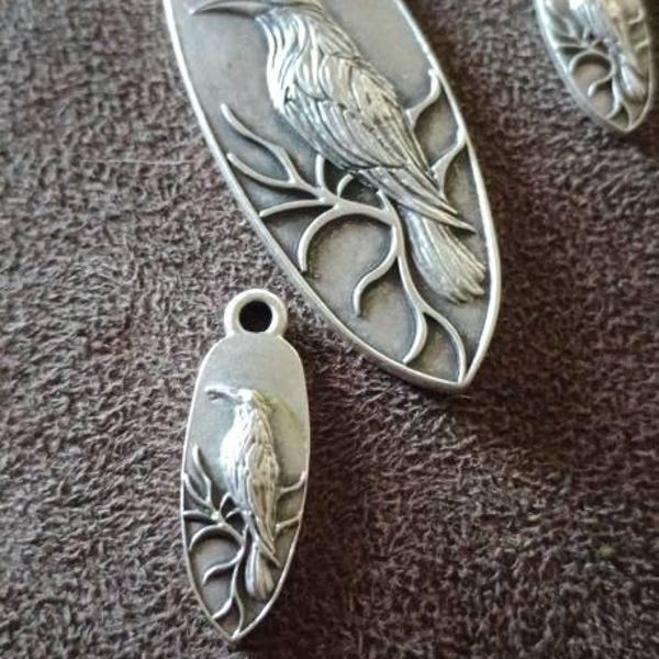 Raven Charm Pendant, Gothic Boho Charm, Nature Earring Charm, Mystical ...