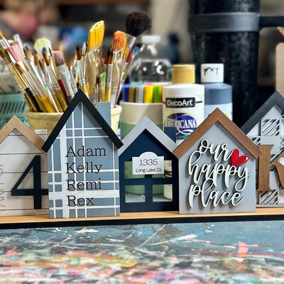 Party of Family Home Standing Houses Centerpiece File SVG, Mantle Decor ...