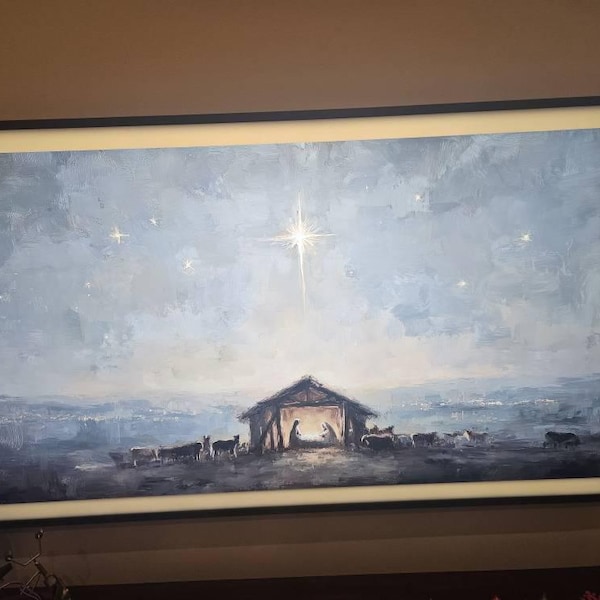 Starry Nativity Scene Frame TV Art | Vintage Christmas Emmanuel ...