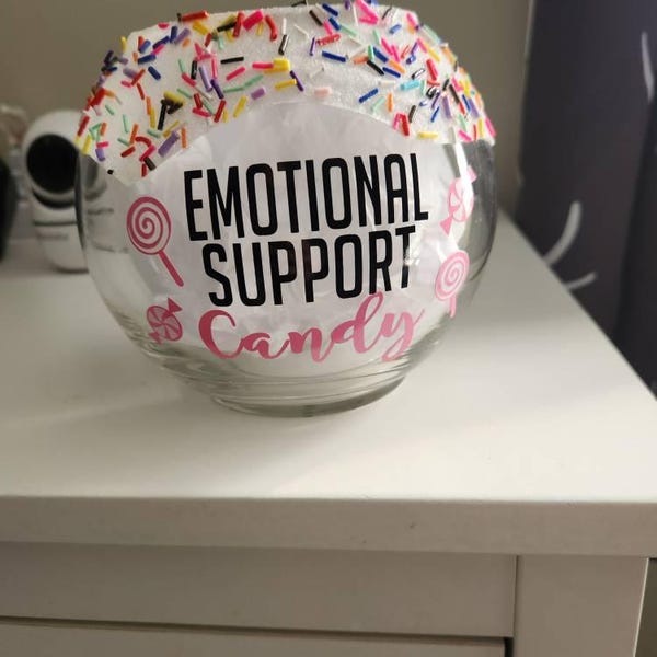 Glass Chocolate Candy Bowl, Motivational Emotional Support Candy Office ...