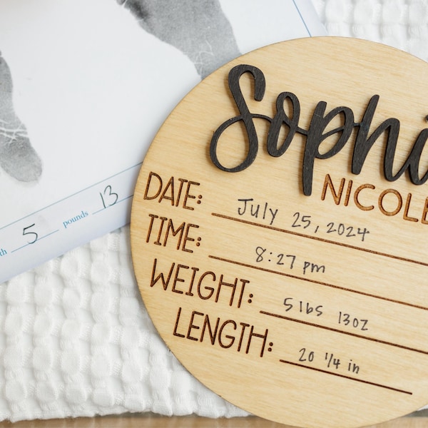 Hello Stat Disc birth Announcement Disc Baby Announcement New Baby Sign ...
