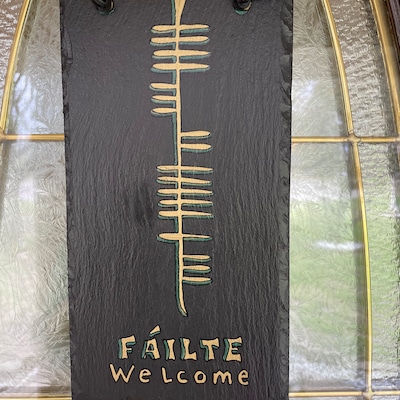 Ogham Welcome fáilte Slate Plaque - Etsy