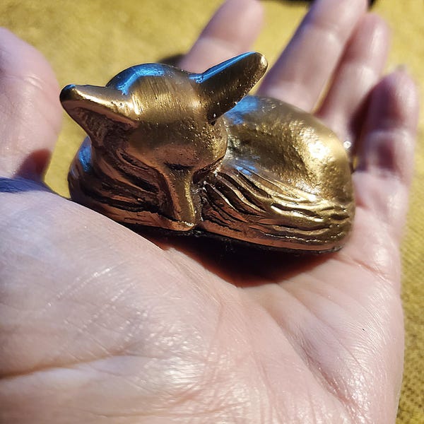 2-1/2" Antiqued Brass Sleeping Fox Paper Weight, Fox Gift, Fox Lover ...
