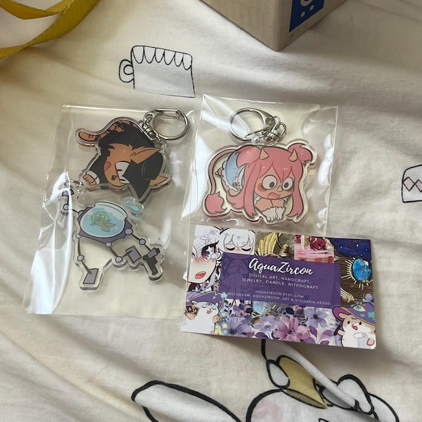 YCH Commission Chibi Hanging Custom Acrylic Keychains [CUSTOM ORDER] - Etsy